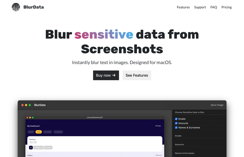 Blur sensitive data with BlurData for macOS