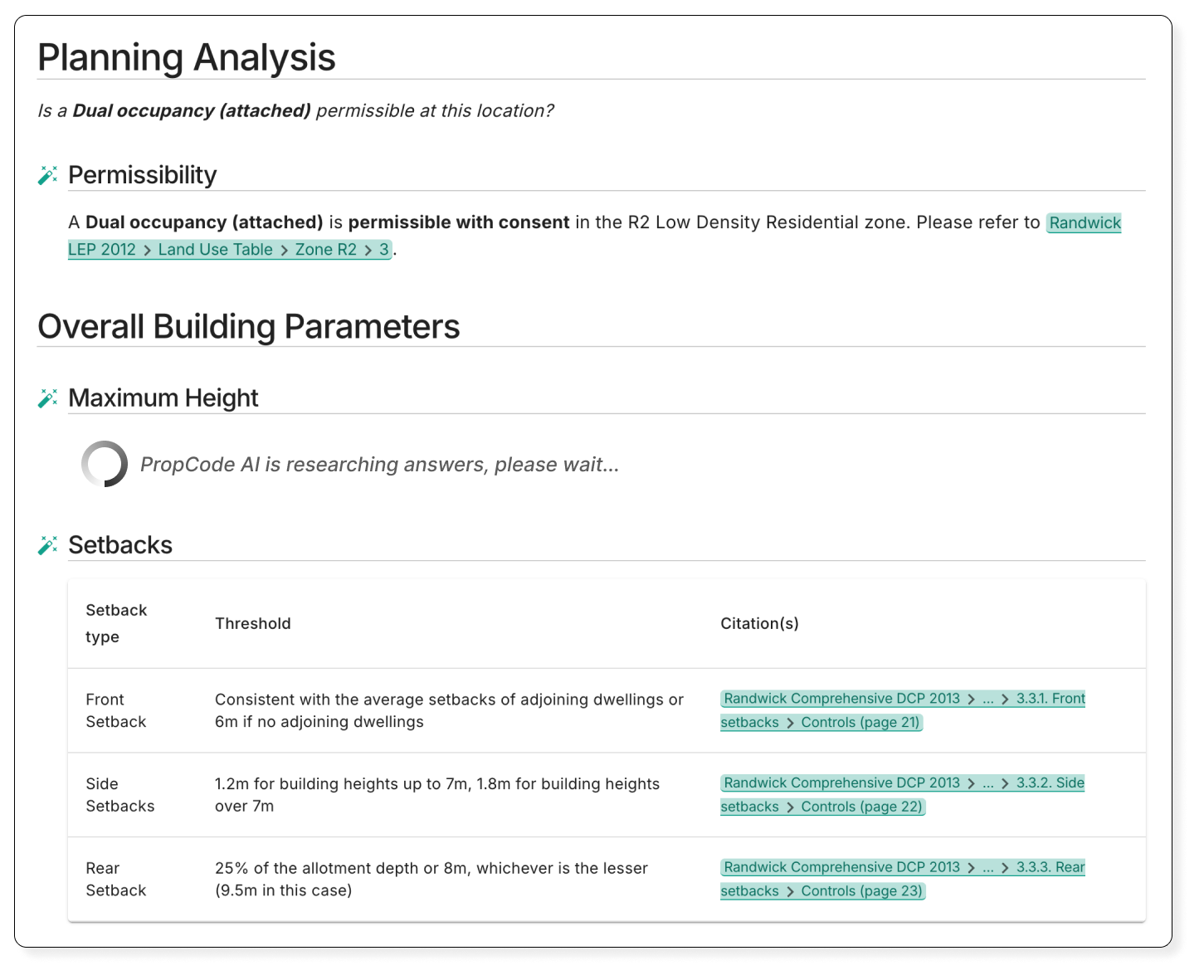 PropCode - Rapid Planning Reports